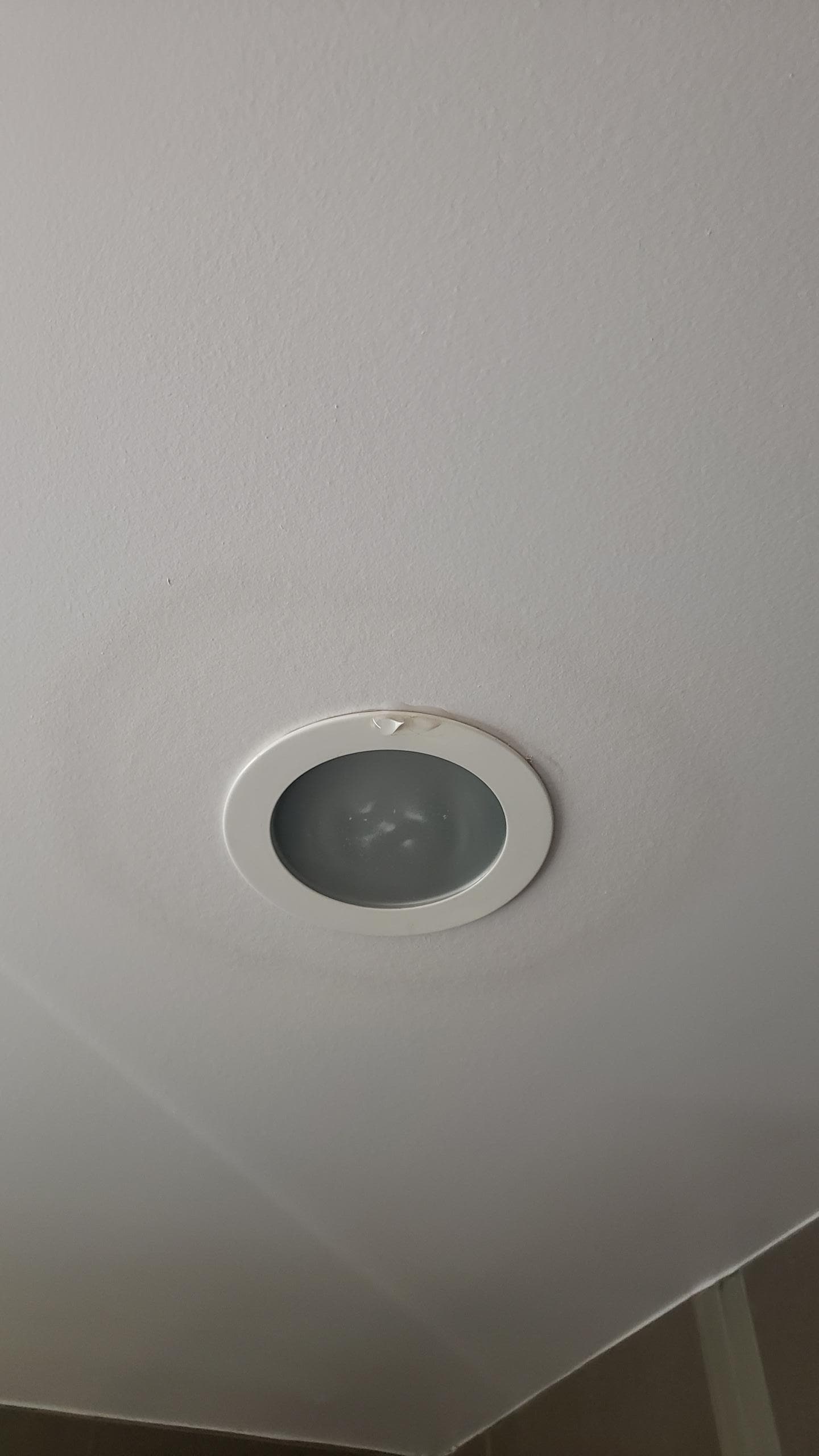 unable to upload the video of the pouring water from the ceiling light in the shower. so here is a still shot, that also shows the brown ring indicating it leaks often.
