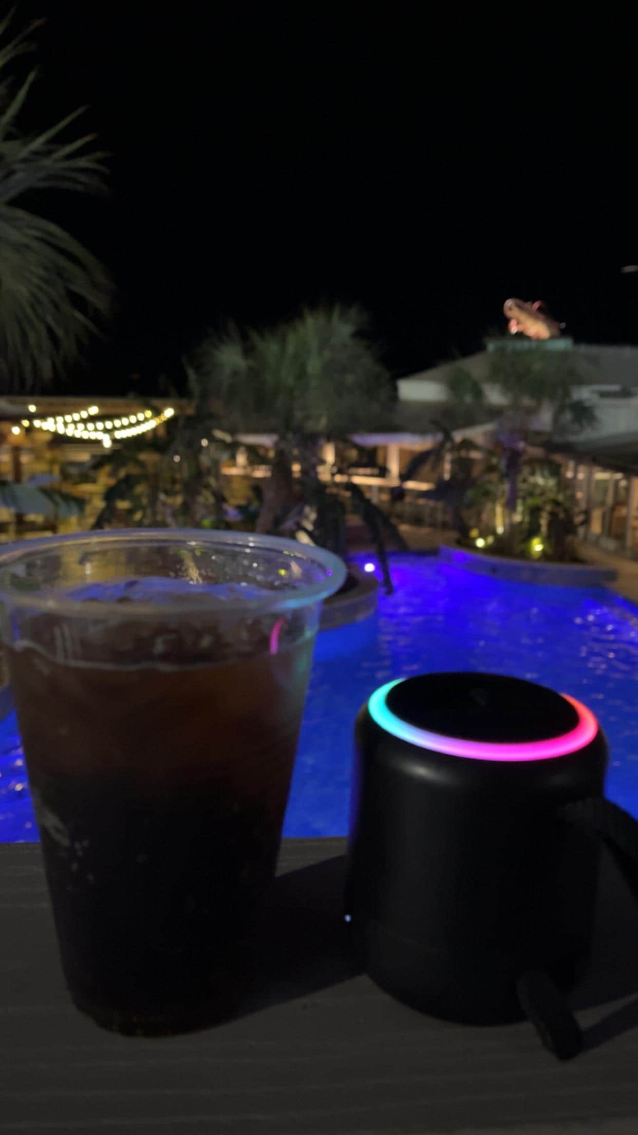 Gorgeous view of the lit up pool to bring in 2026