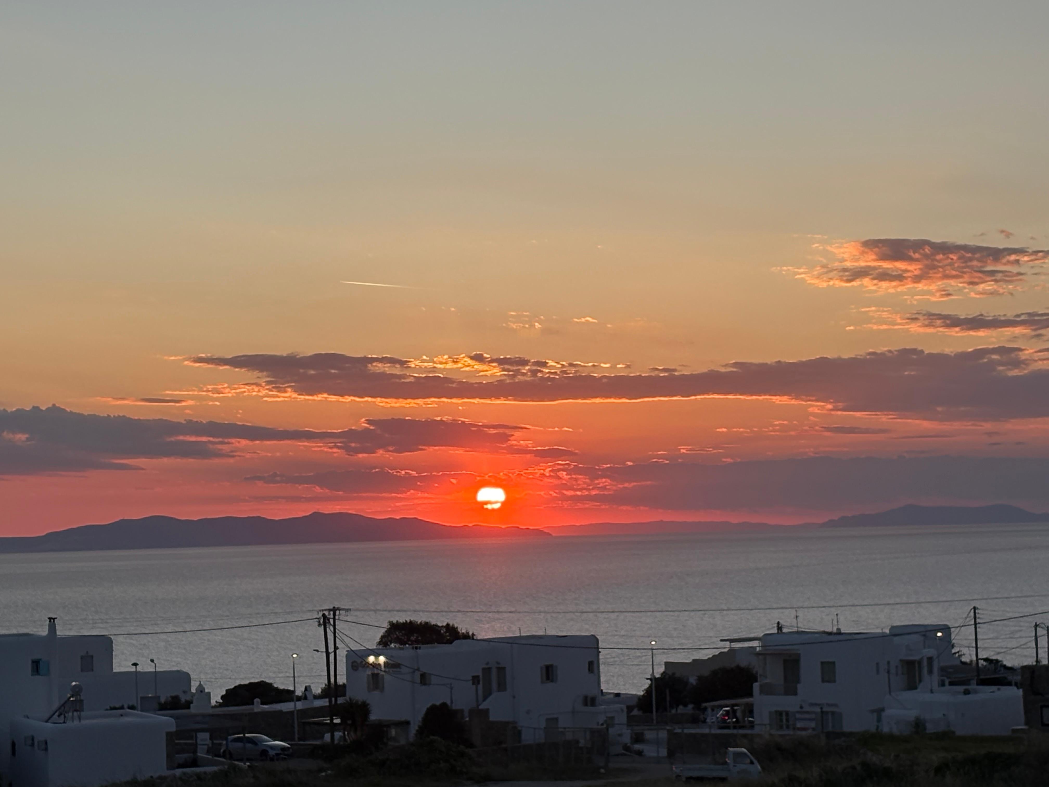 Beautiful sunset by the pool