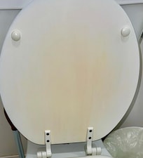 Yellow toilet seat.