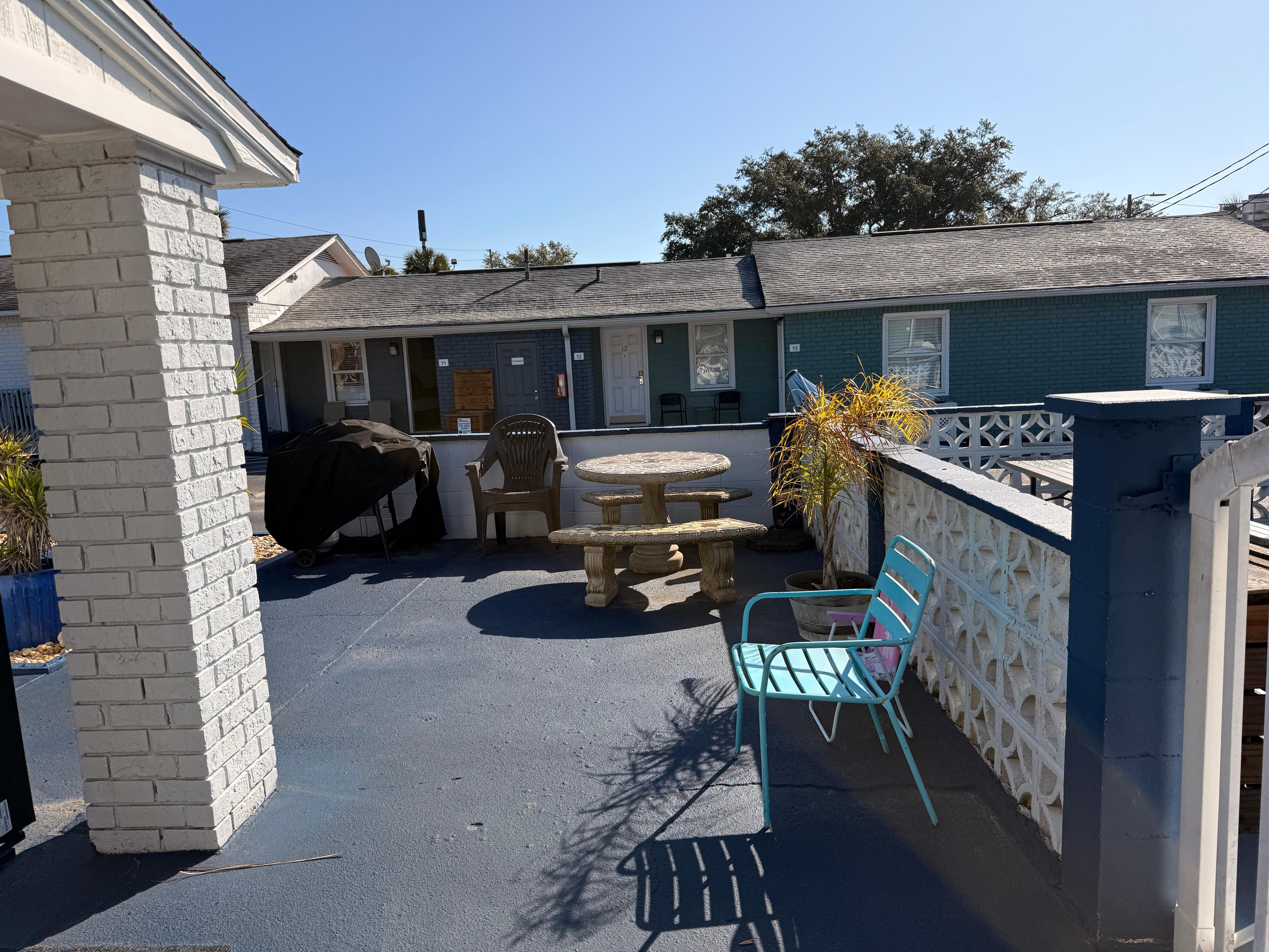 BBQ and soda machine area. 