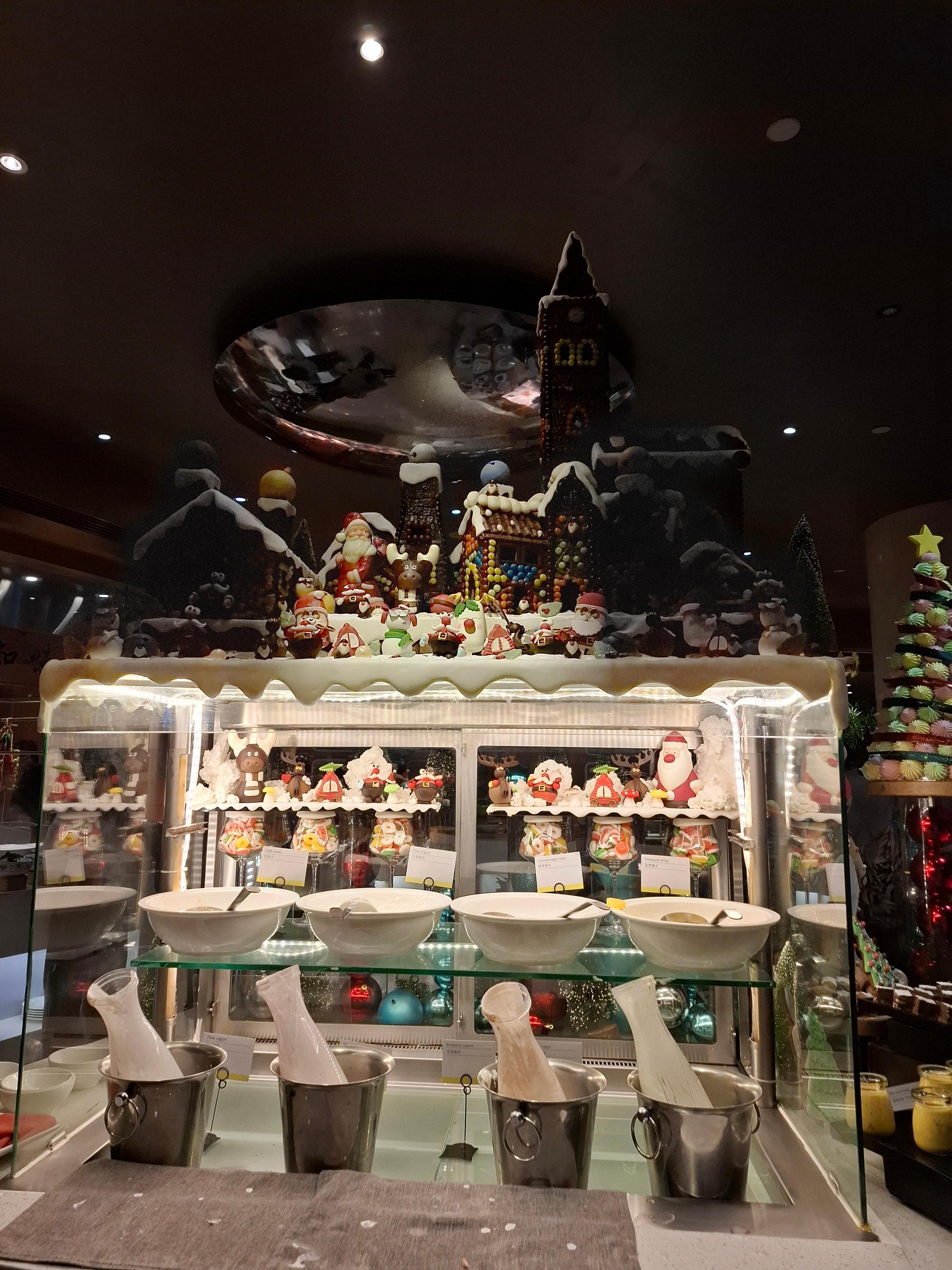 Cafe with Xmas decorations 