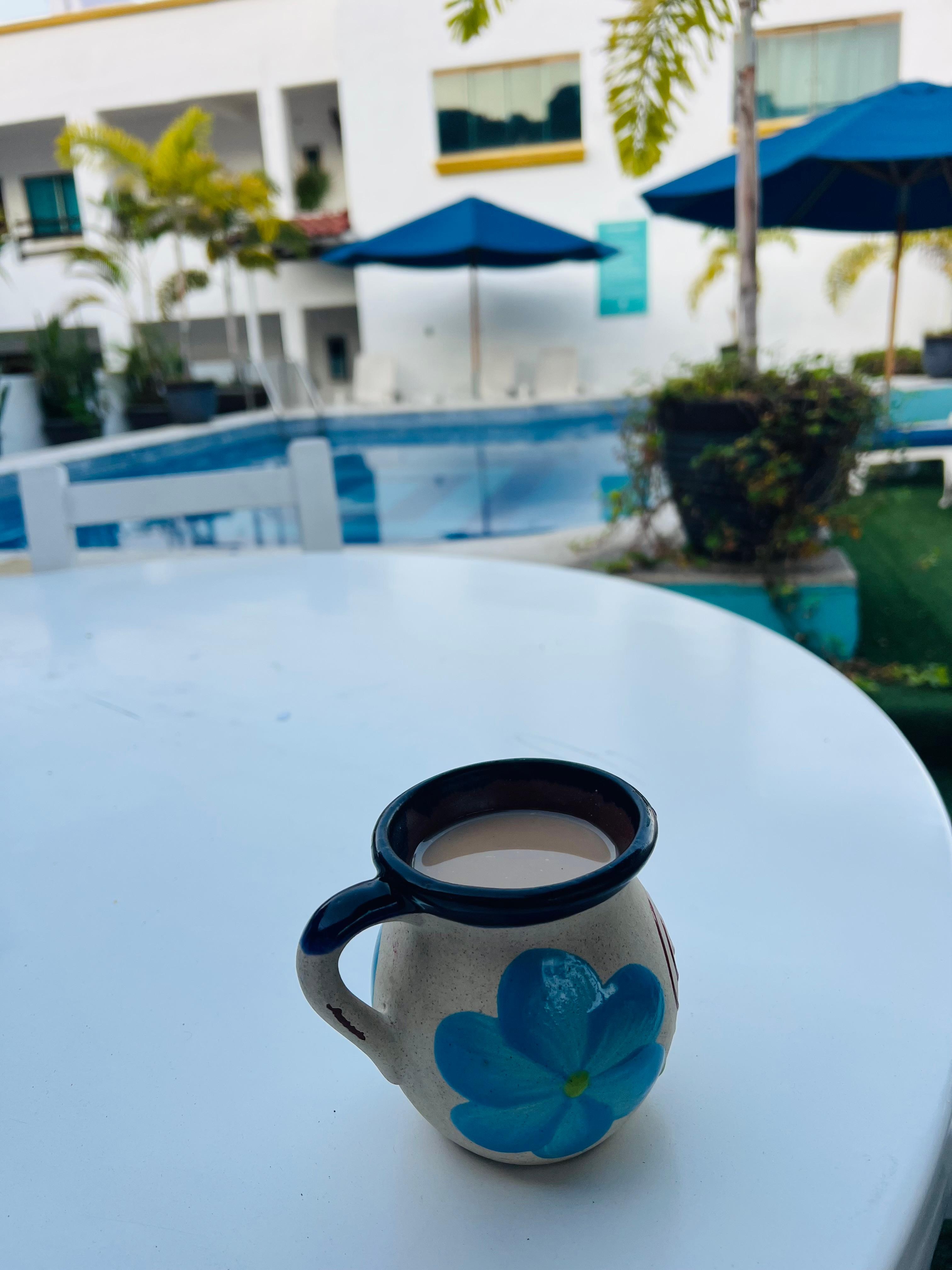 Coffee by the pool
