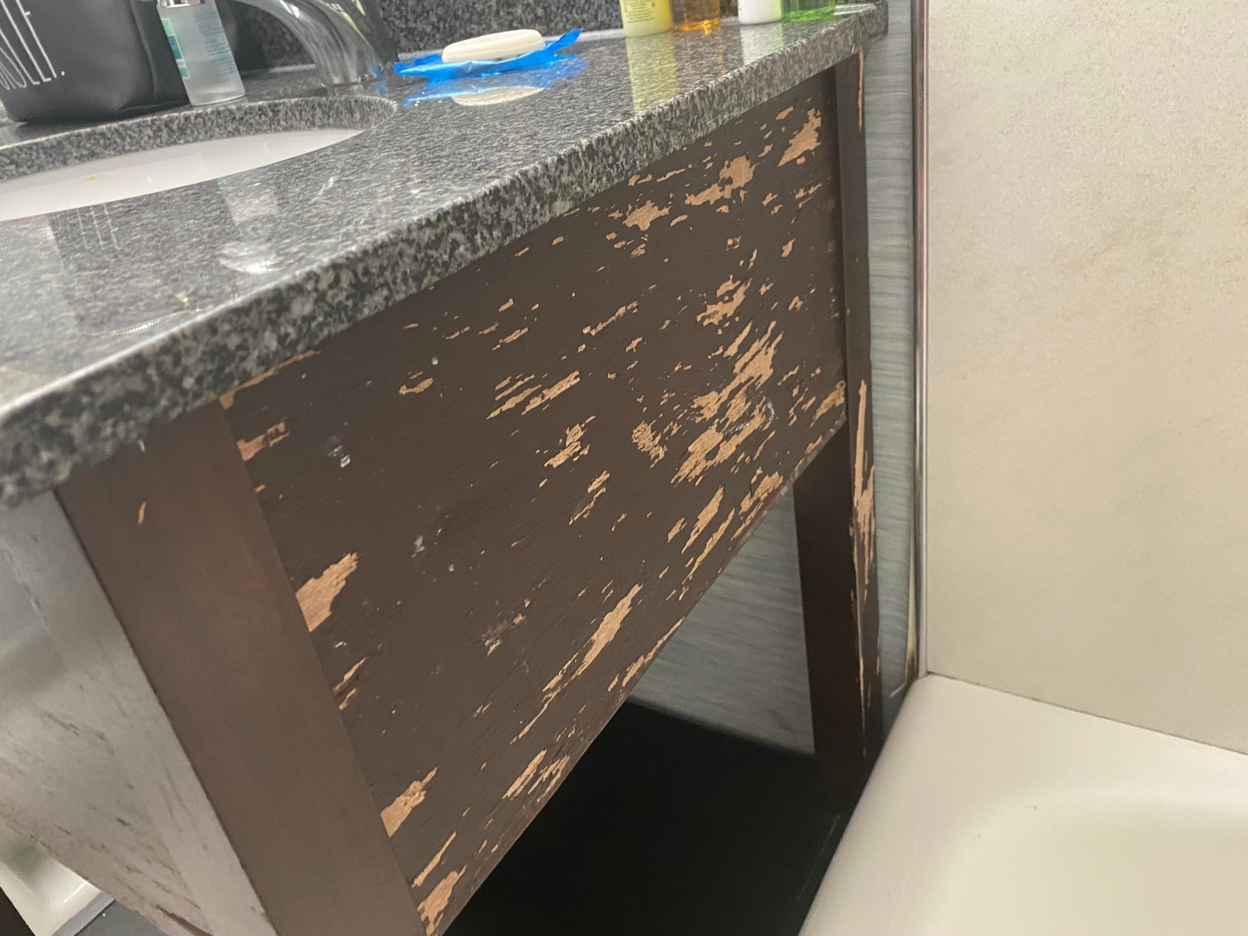 Peeling veneer on vanity