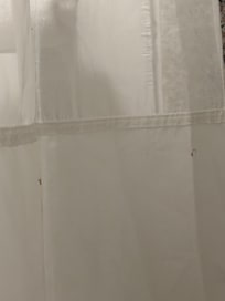 Blood or fecal matter on shower curtain.