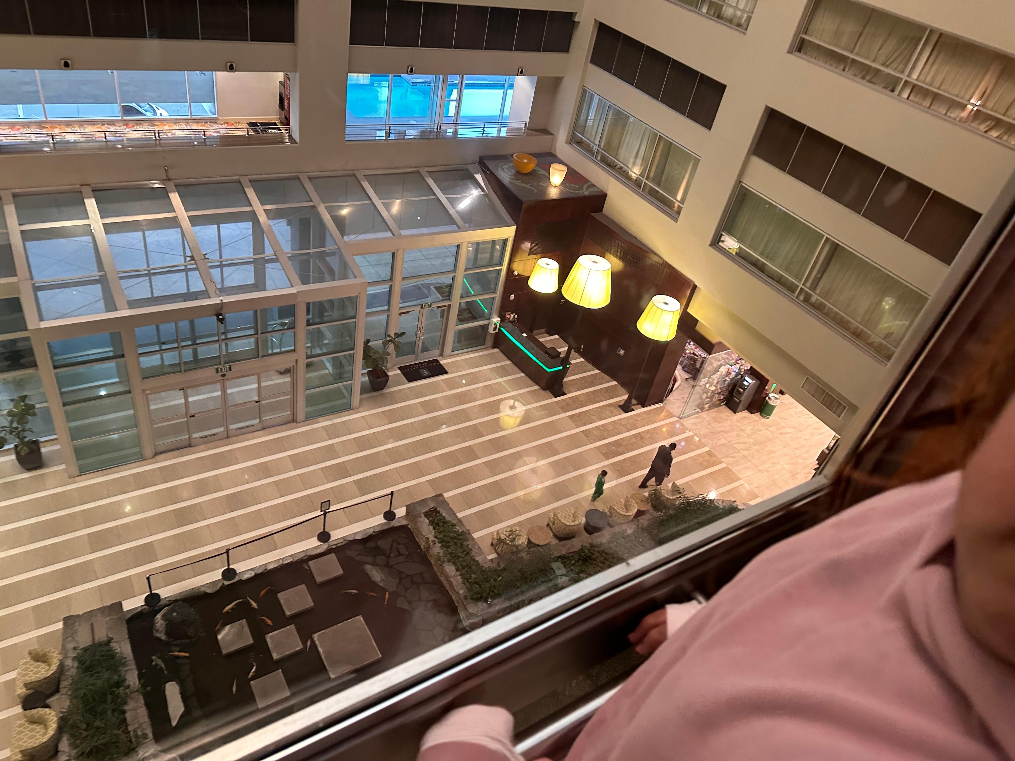 Looking down at the lobby from the 4th floor.
