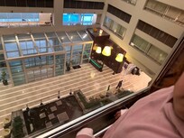Looking down at the lobby from the 4th floor.