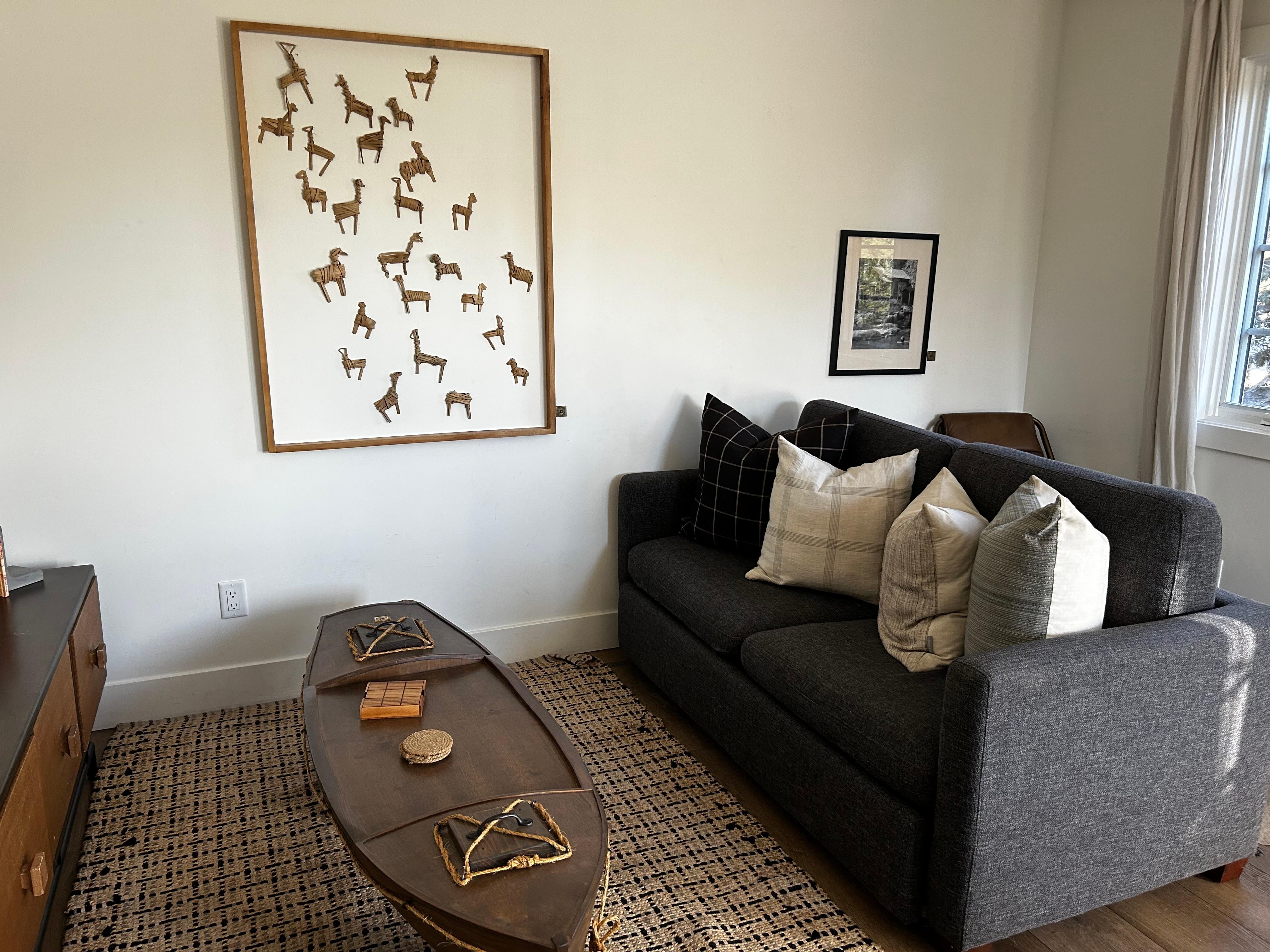 Pull out sofa + interesting art