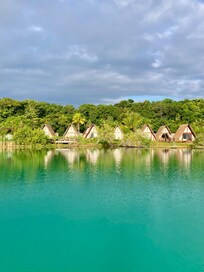 View of hotel on sunrise paddle tour