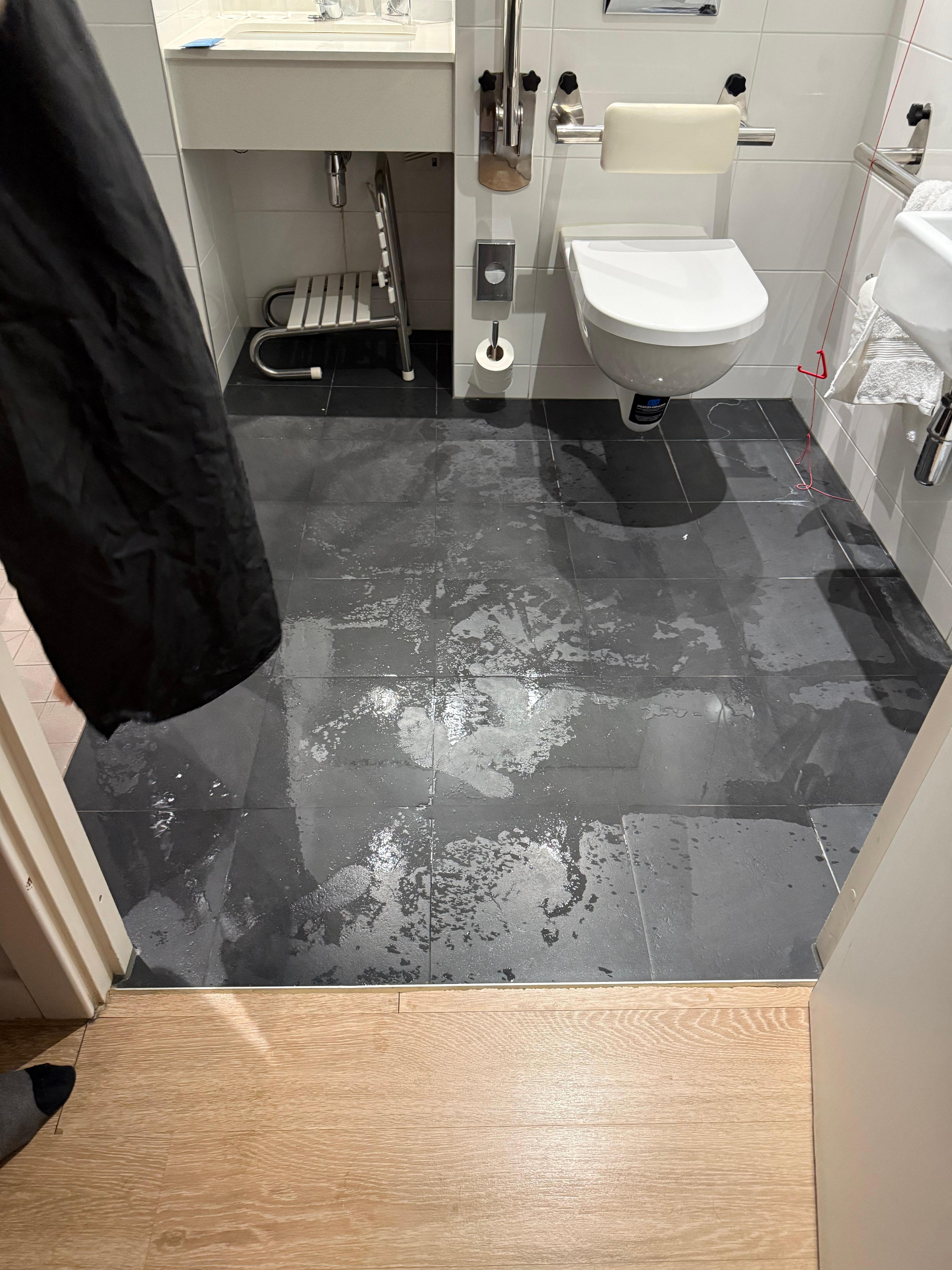 Floor got very wet with the shower and no way to mop it. 