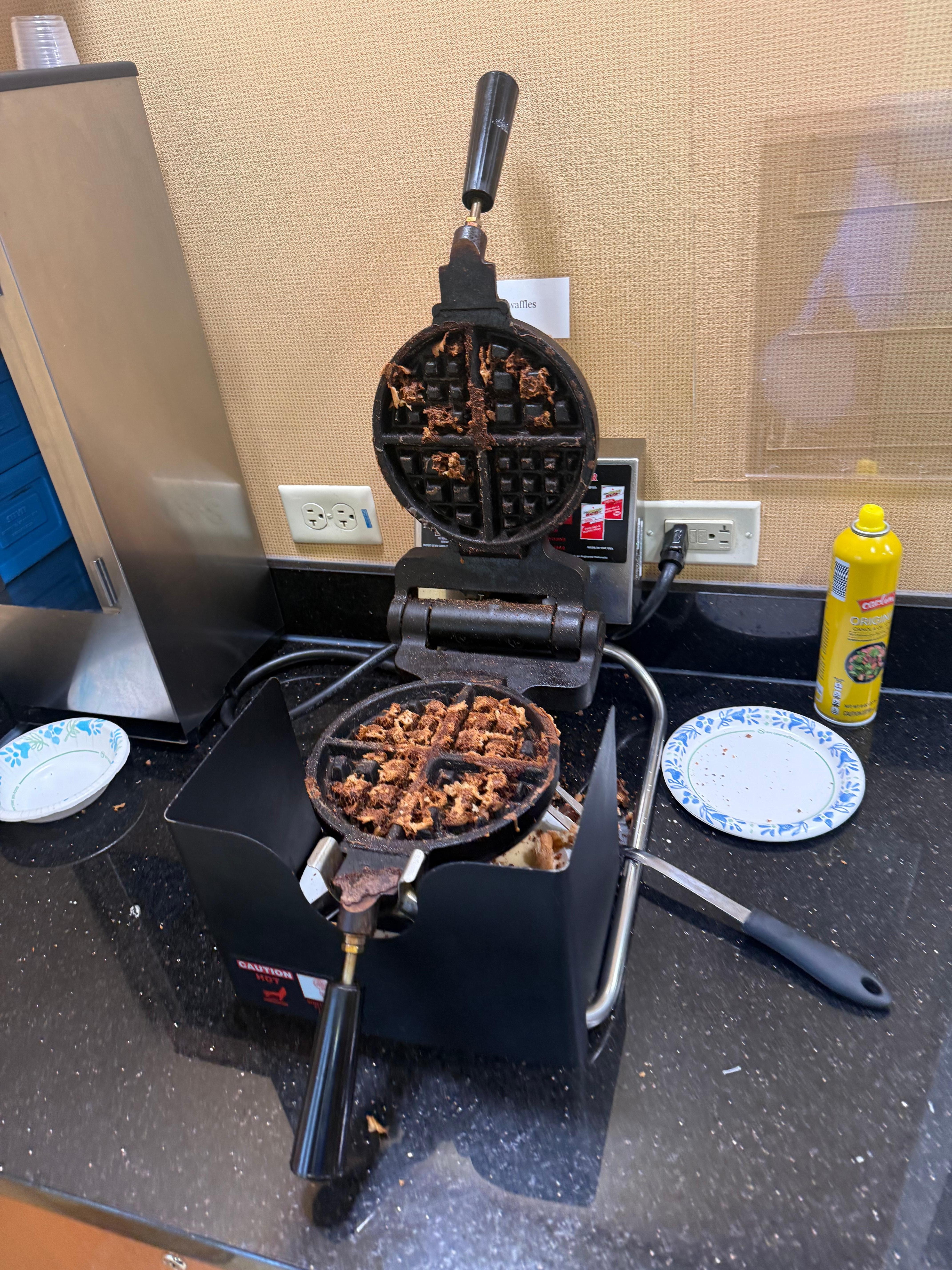 Waffle maker as of Saturday at breakfast, still out of commission on Sunday morning 
