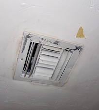 Falling plaster on ceiling.