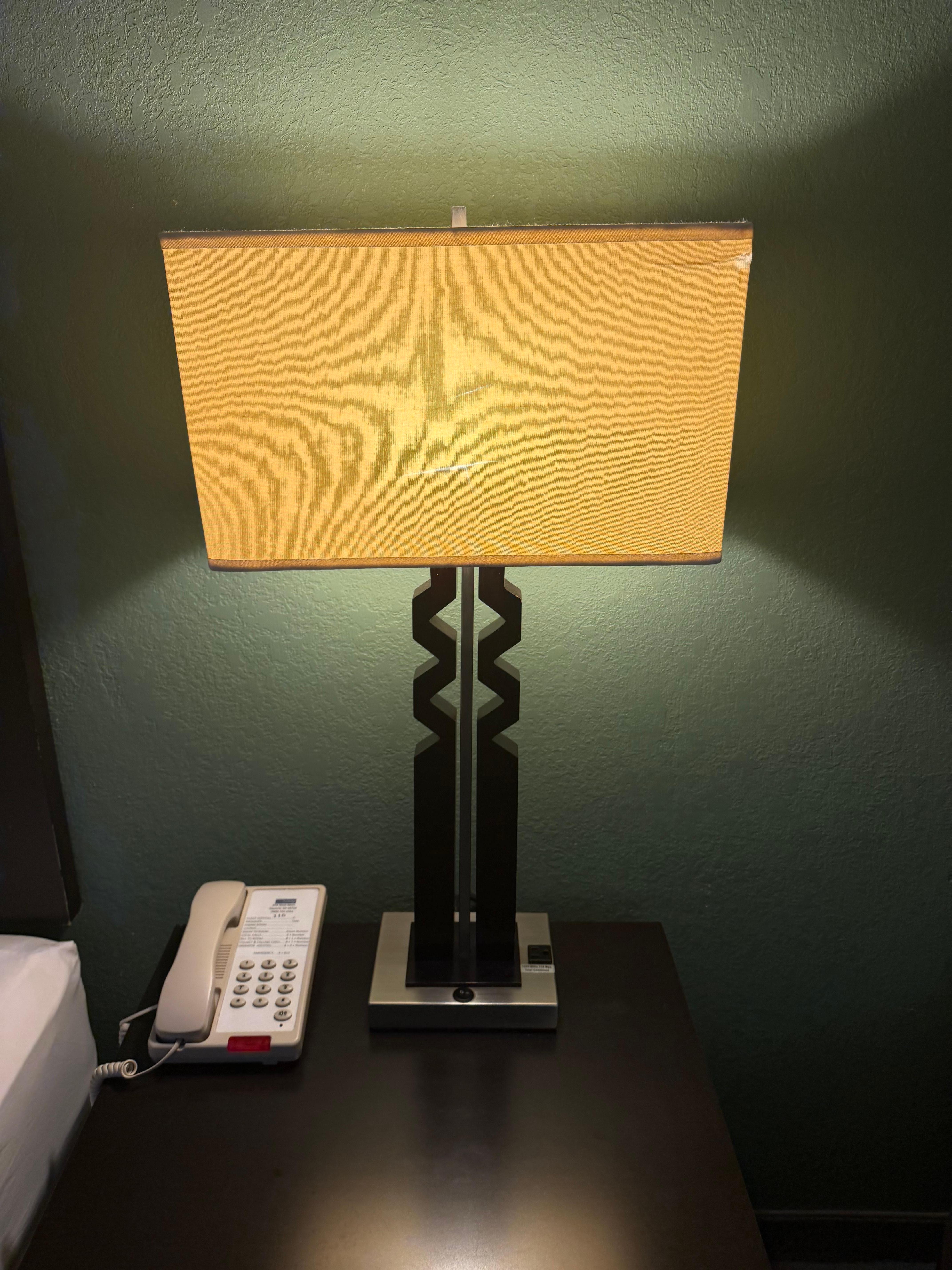 Cracked shad and a dirty nightstand 