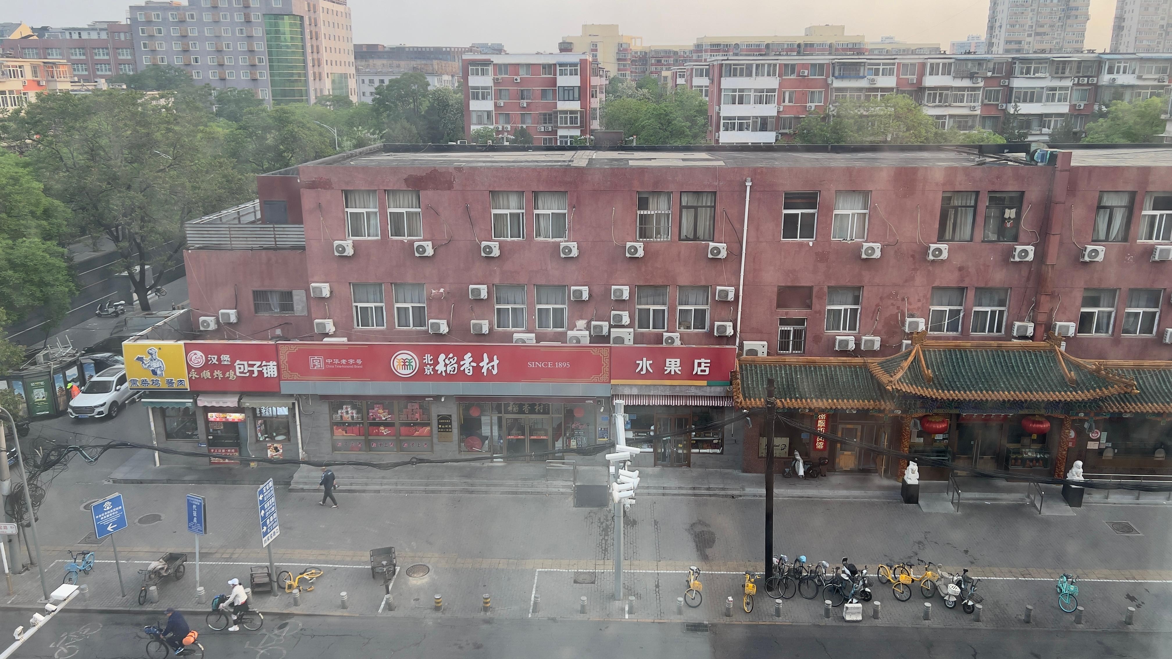 By a convenient street and easy to have food there. 