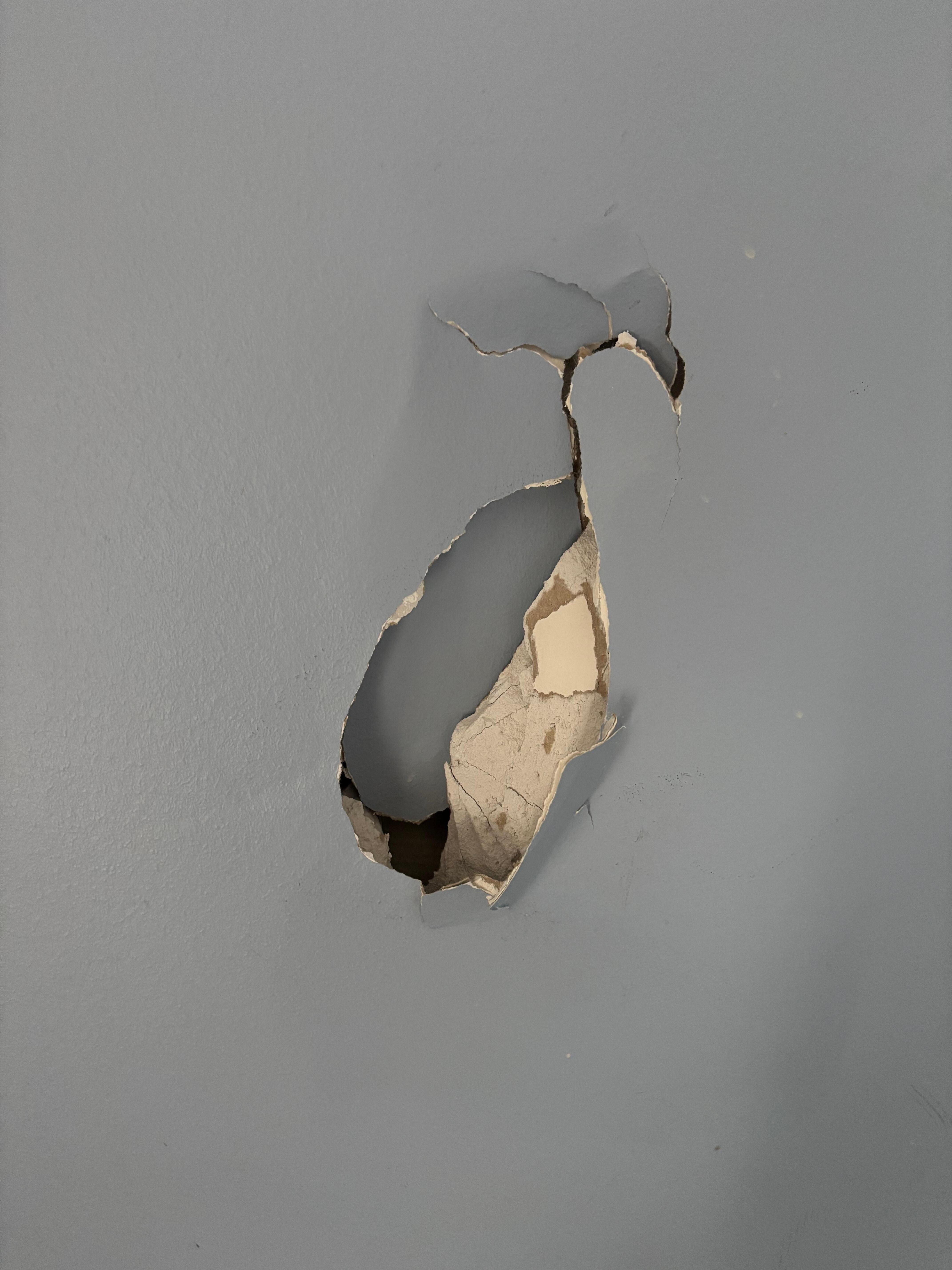 A big hole in the wall of our room.