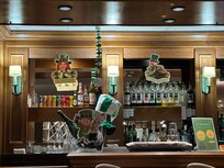 The bar, decorated for St Patrick’s Day