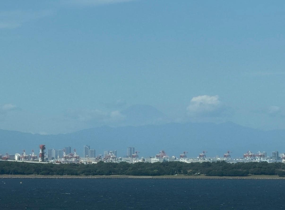 Great view of Tokyo Bay from our room. If you look closely, it looks like Mt. Fuji?