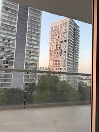 Dirty balcony glass.