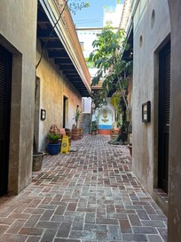 Outdoor corridor to guest rooms