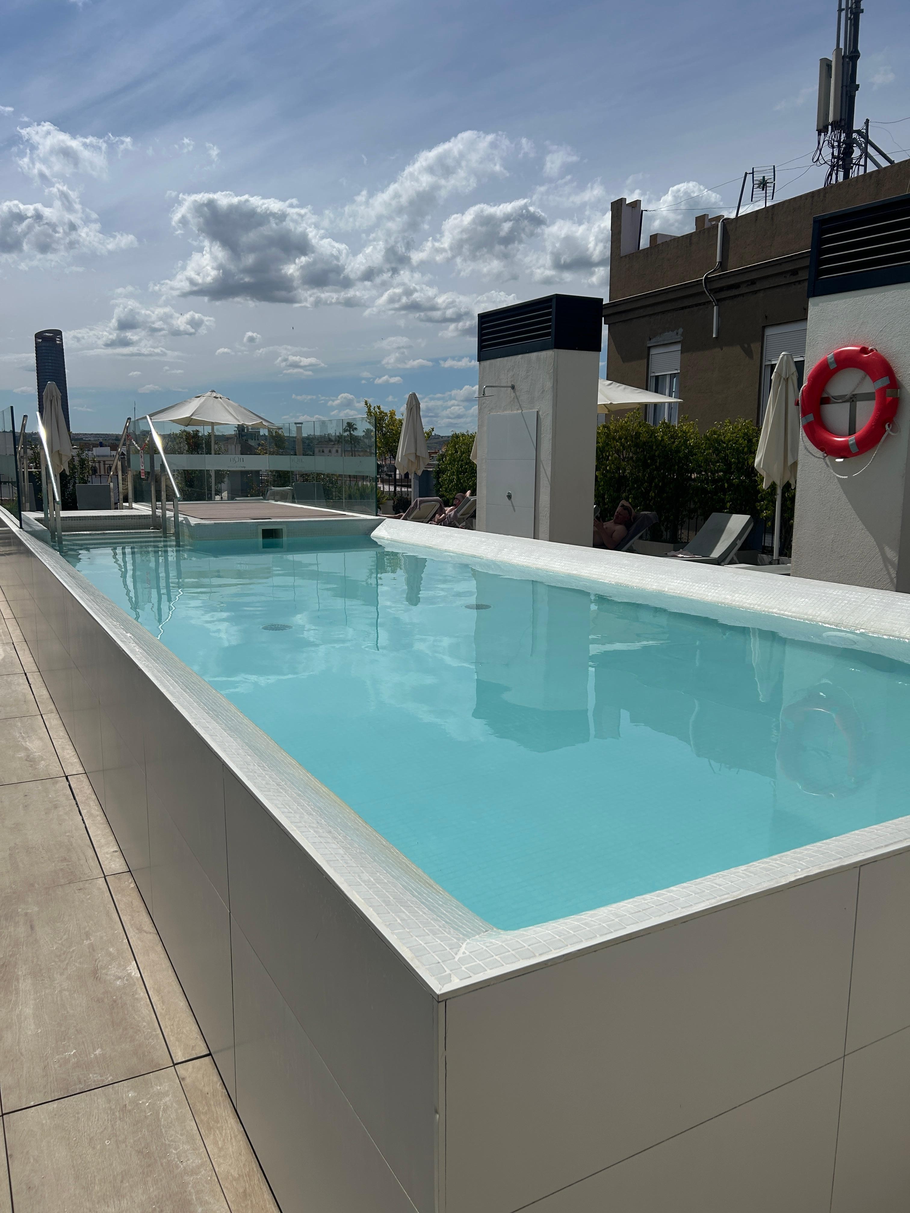 The pool on the roof. 