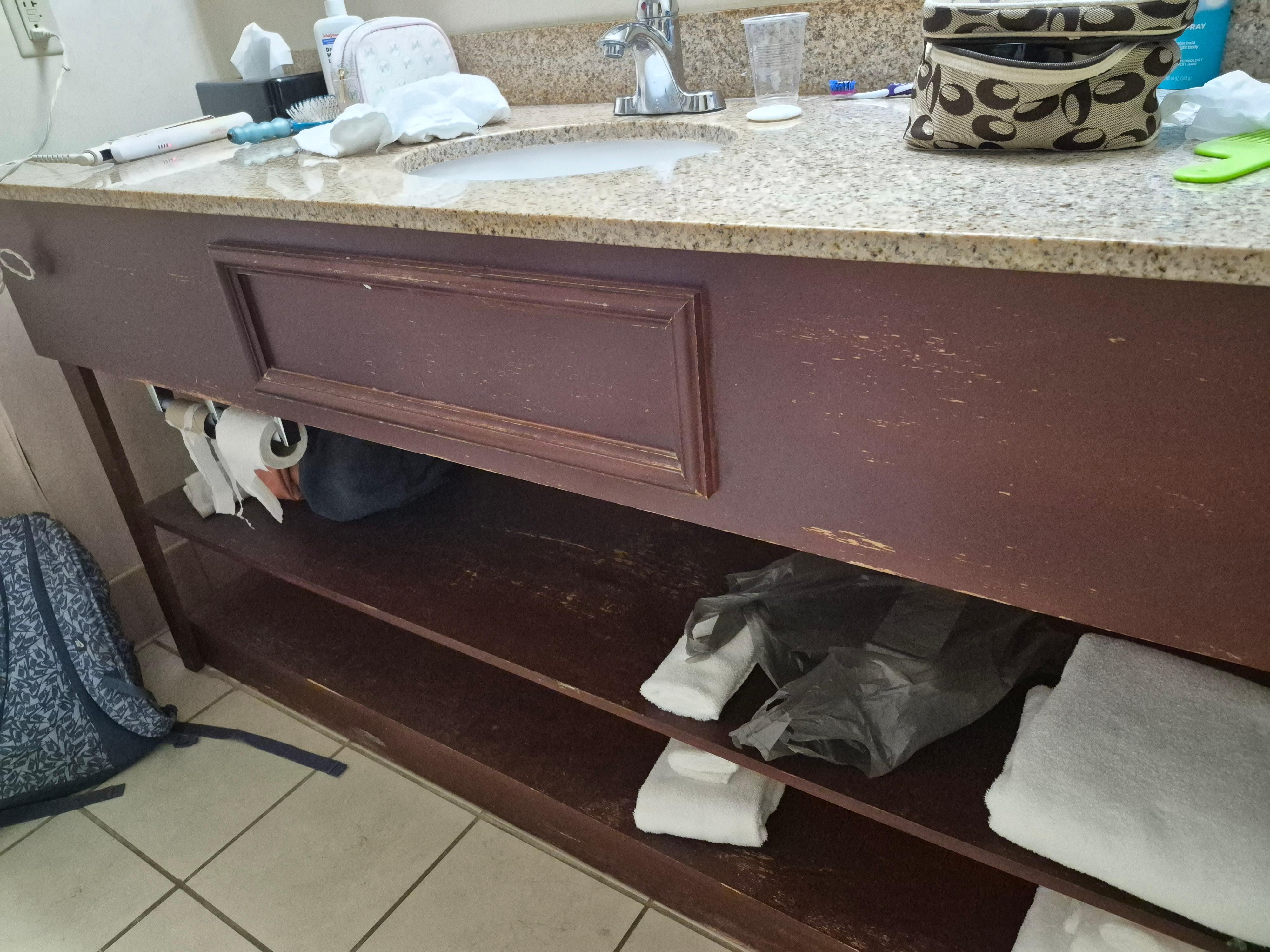 Vanity wood is scuffed 