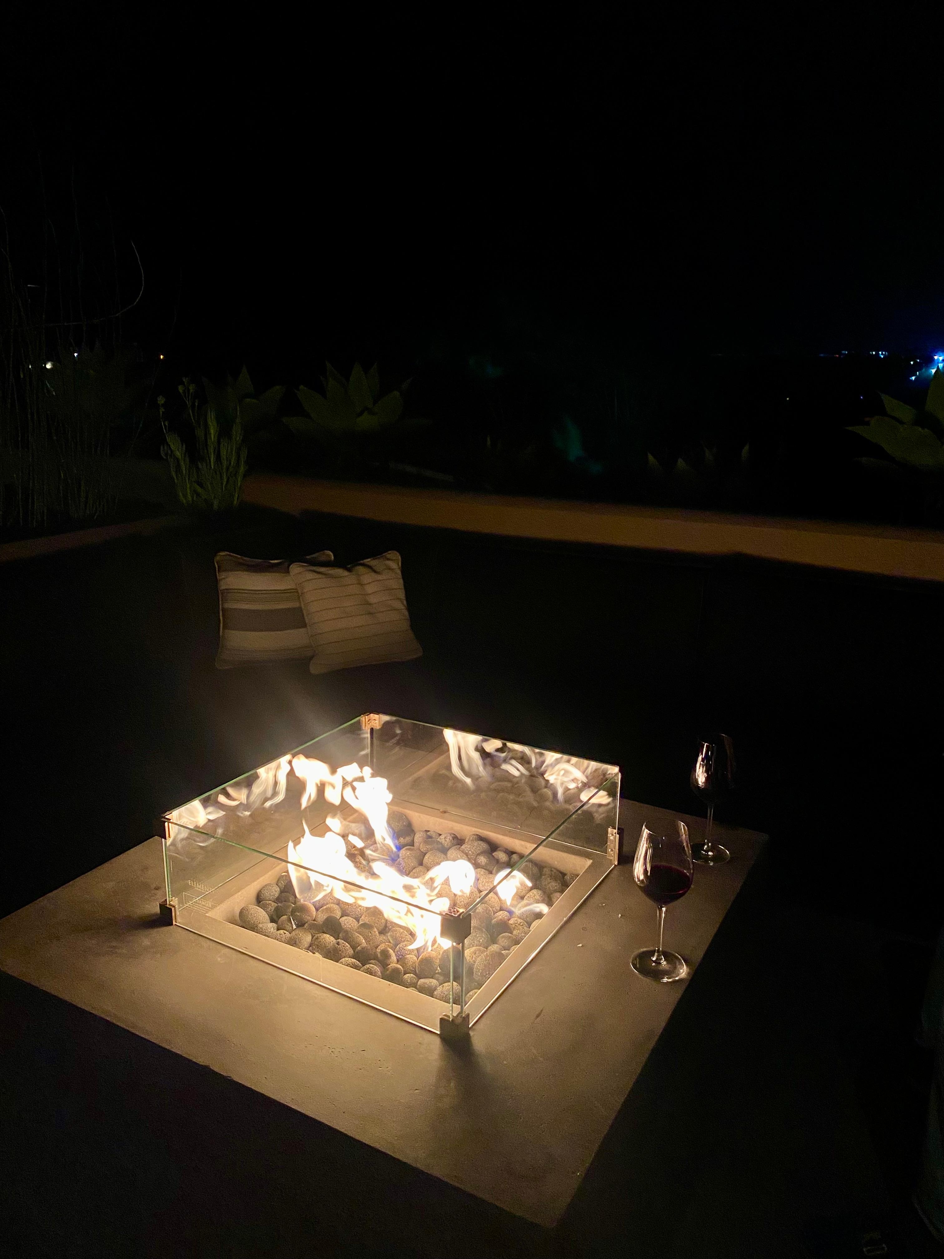 Very nice fire pit area on oversized balcony