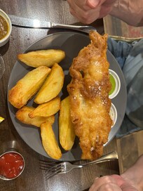 Yummy fish and chips with home-made tartare sauce