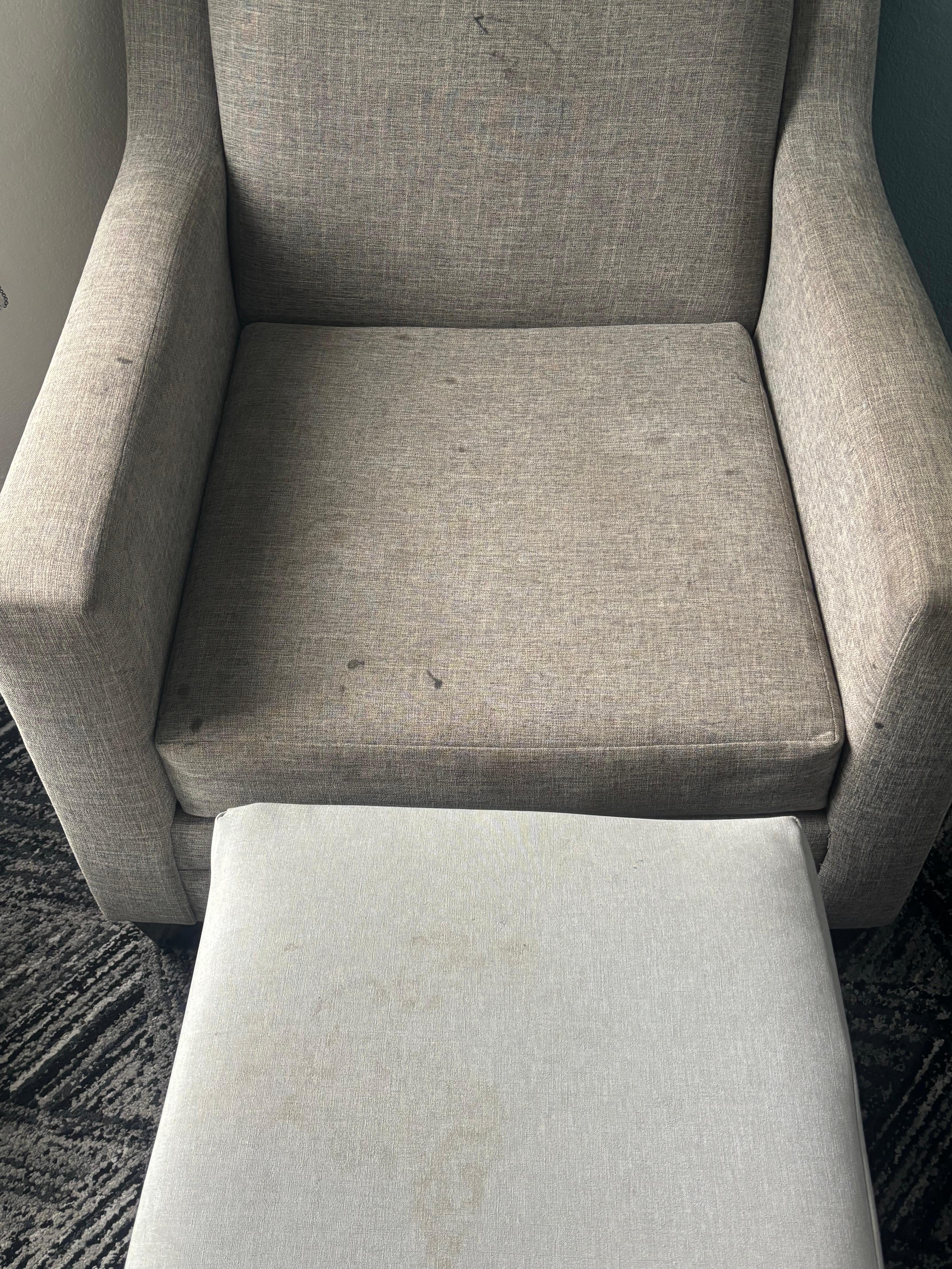 Stained chair and foot rest