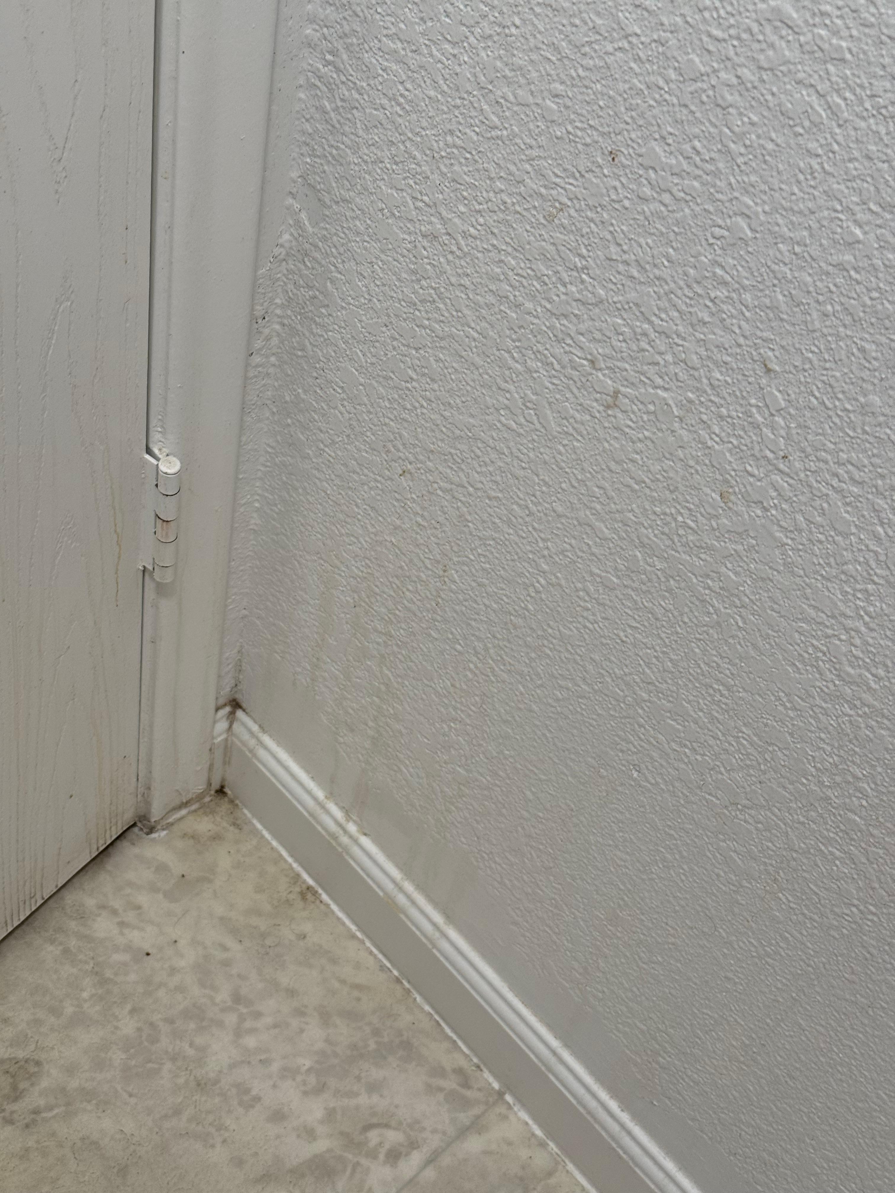 Stains running down the wall.