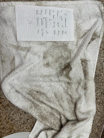 Wiped up a water spill and this is what the towell looked like. Ugh.