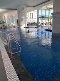 Indoor heated pool with attentive staff. Hours from 6 am to 9:30 pm