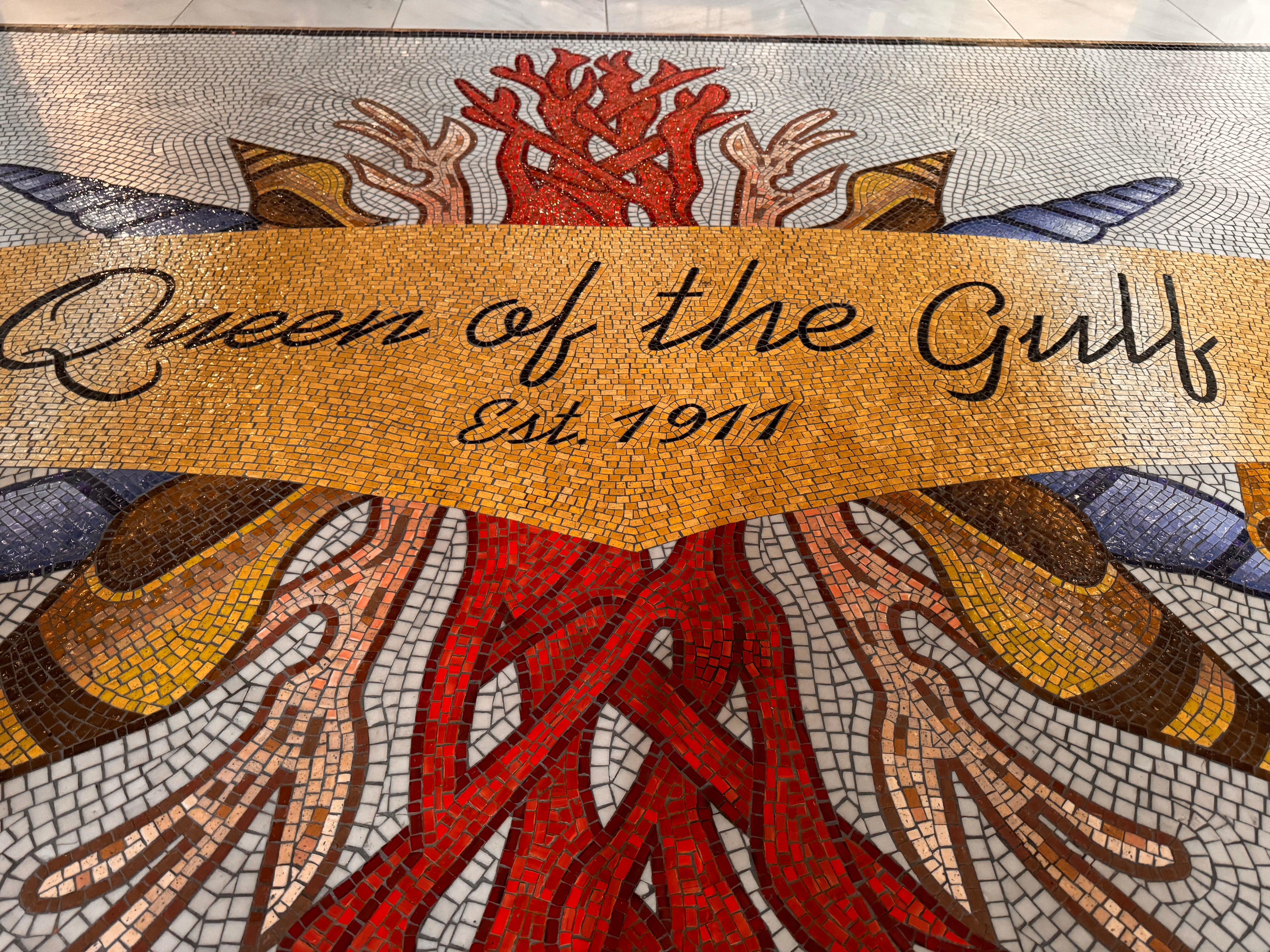 Beautiful mosaic tile floor at the entrance.