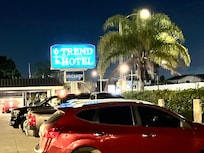 Outside, parking lot area