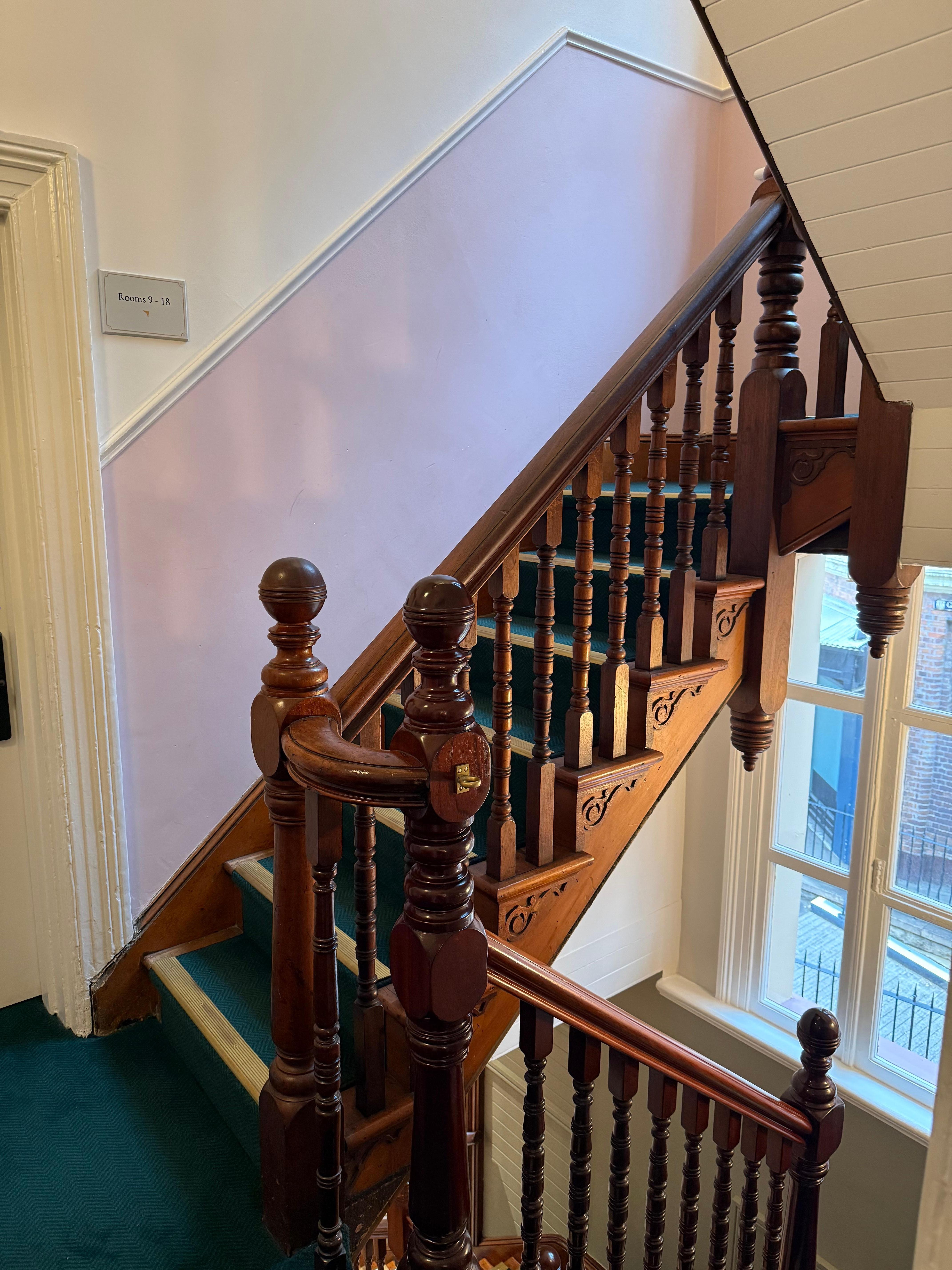 Old staircase down to restaurant