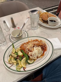 French dip with fries and Chicken Parm