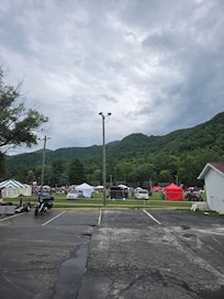 Standing in the parking lot at the hotel with the Thunder in the Smokies Valley.