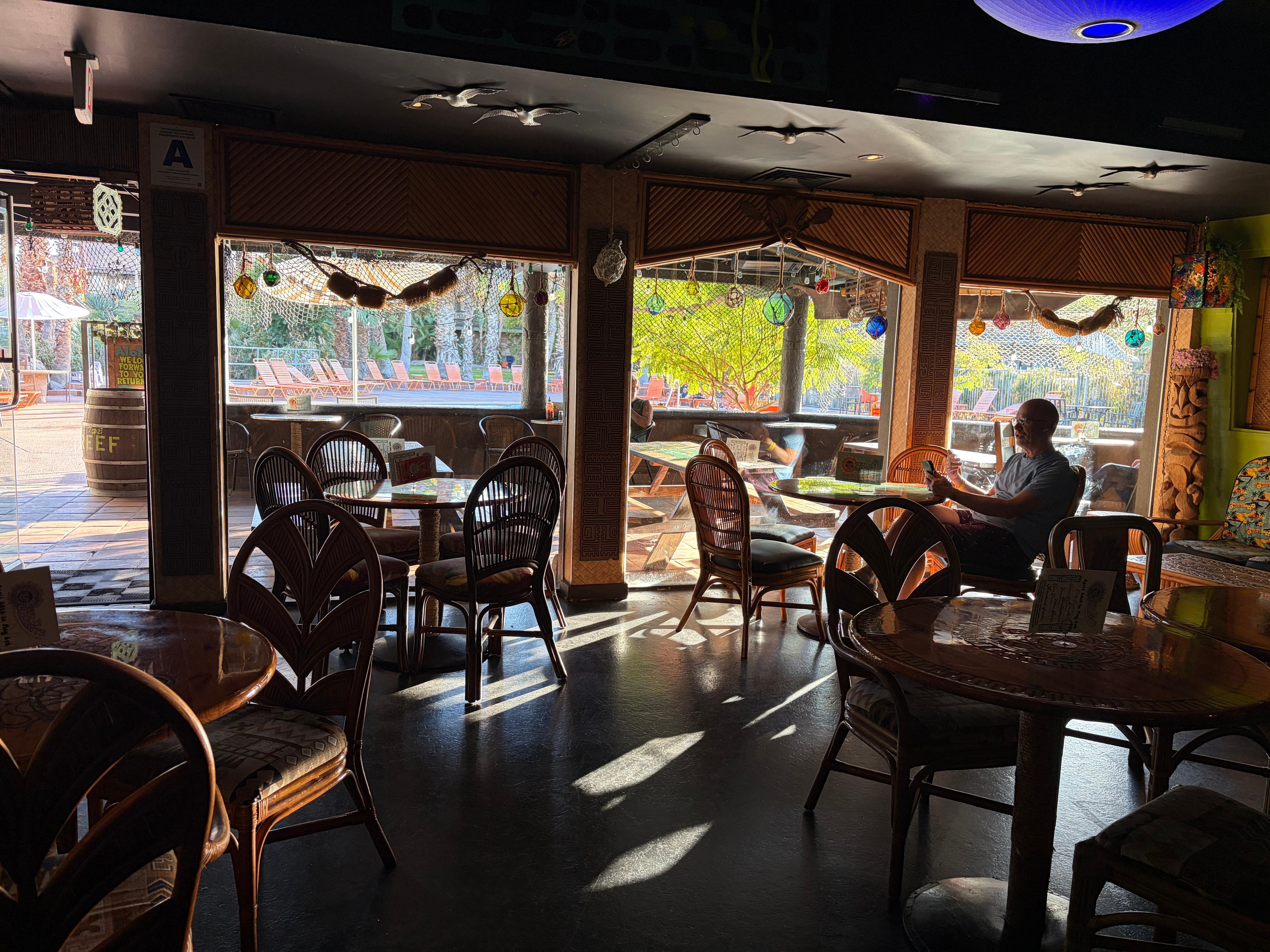 The Reef overlooks pool