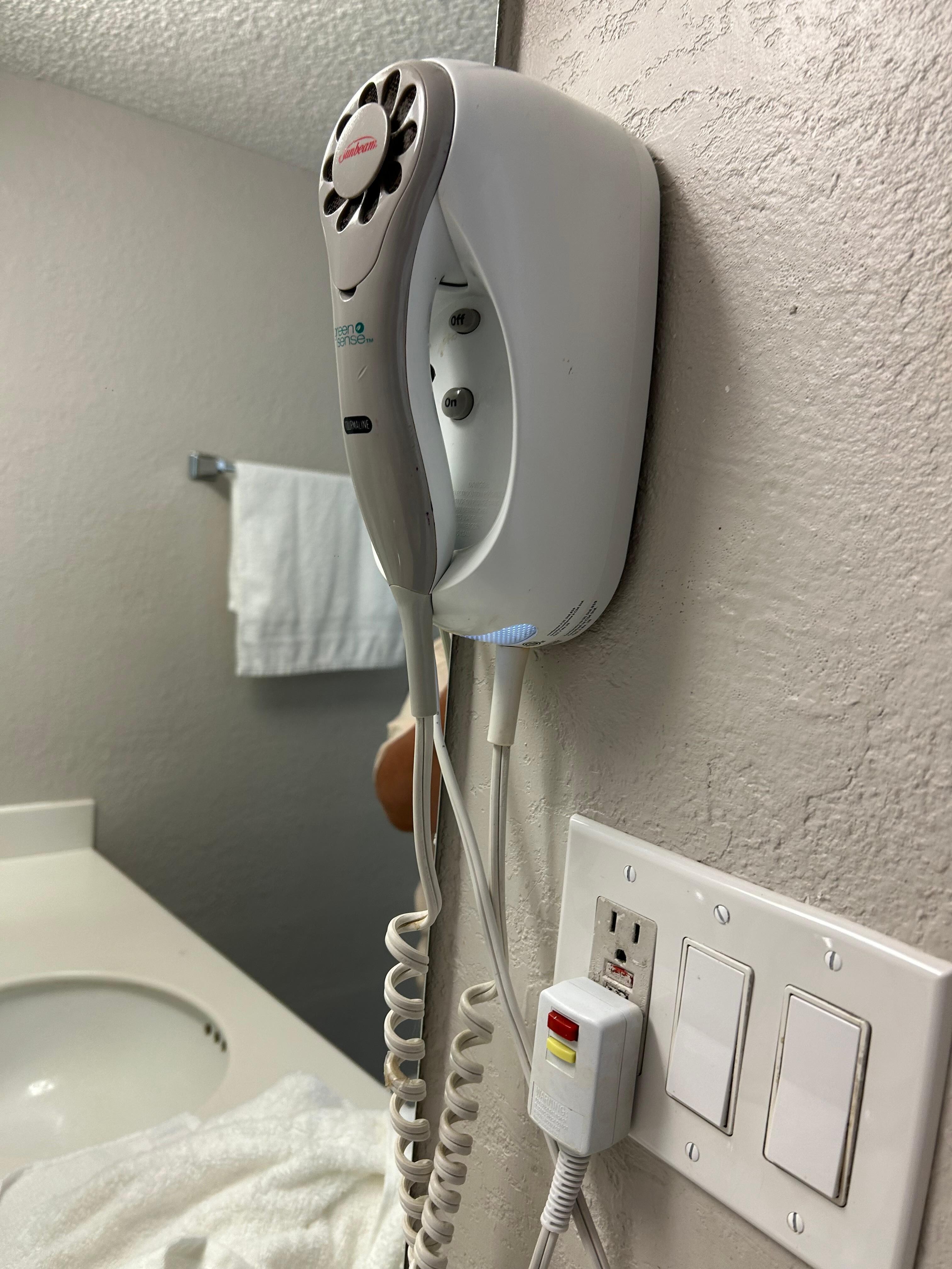 Hair dryer didn’t work and look at how dirty the outlets are 