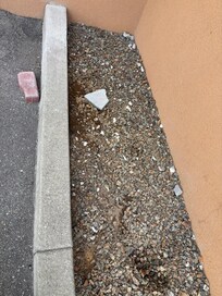 Debris possibly from roof