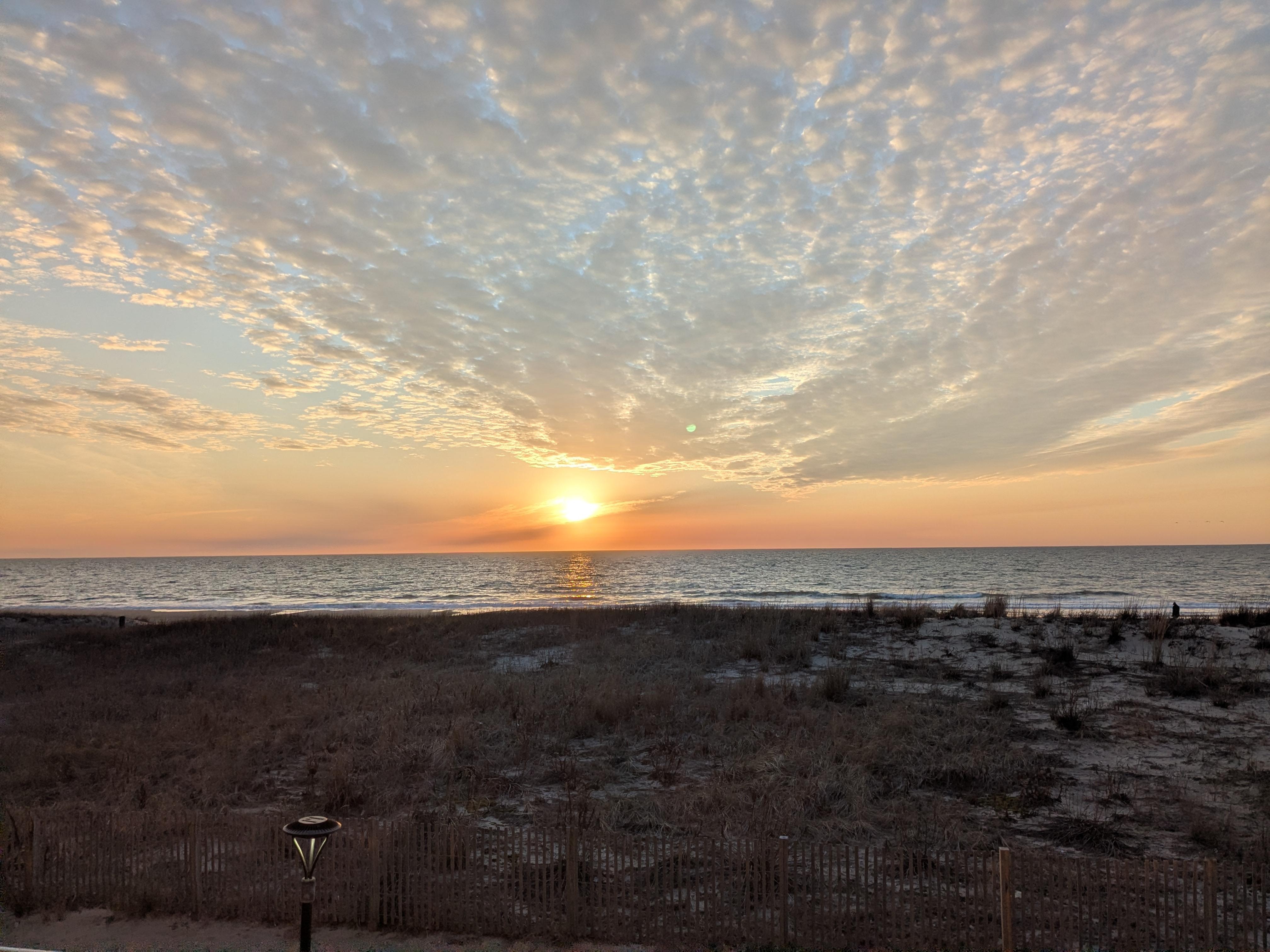 Sunrise from the second floor balcony. 