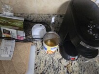 Pear can juice left stuck to the counter