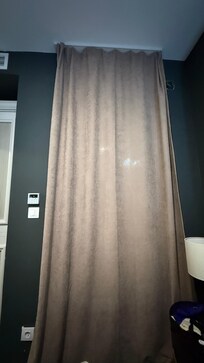 This is the shower with the curtain in place, allowing the bather some privacy