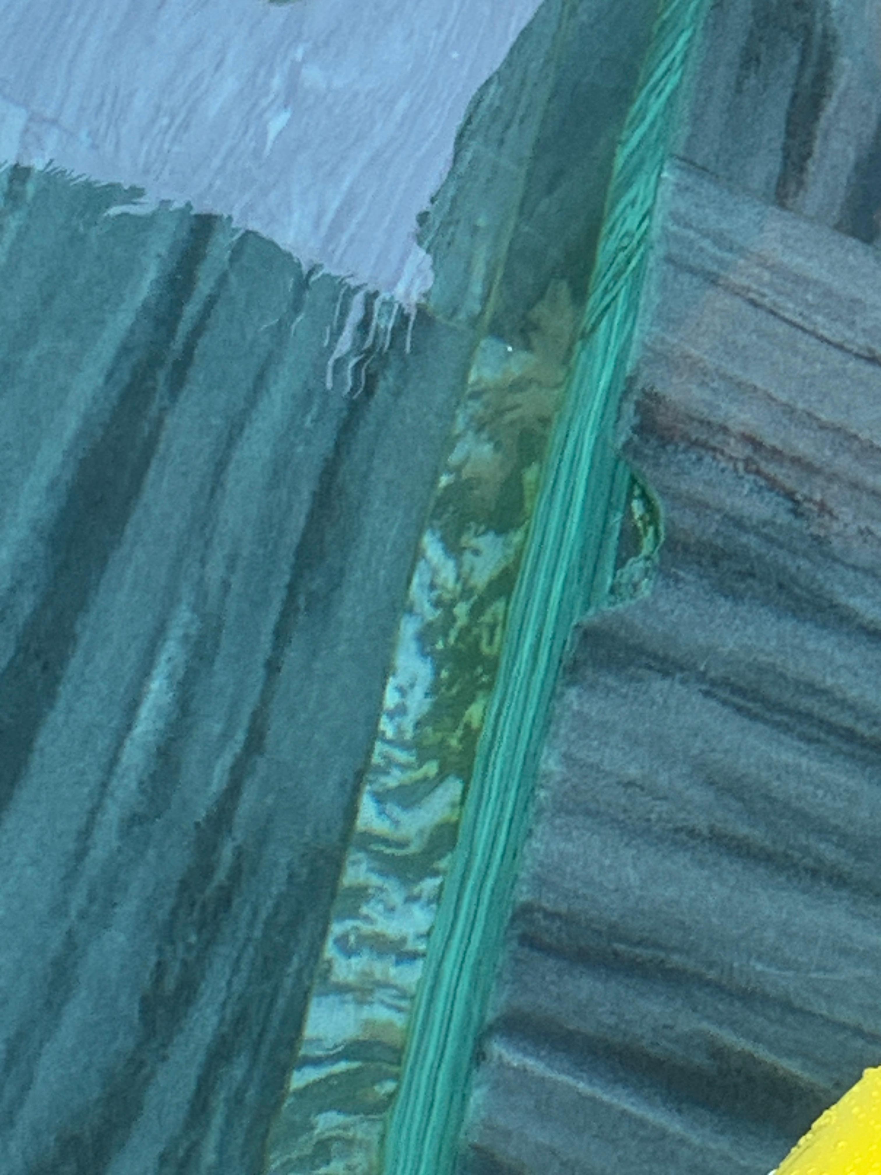 Green algae on pool wall and steps