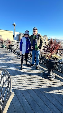 deck on the roof. come up with a bottle of wine and watch the sunset.