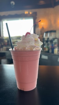 The pink cloud drink is absolutely delicious and super cute
