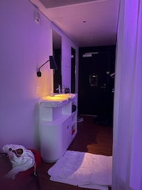 Towels for the leak from the roof - luckily we had our laptop bags away from the area