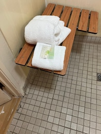 Broken bench in shower