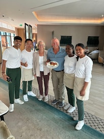 The restaurant staff was exceptional and presented us with a farewell plate of goodies