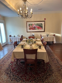 Dining room for breakfast. There is also a choice of breakfast on the porch.