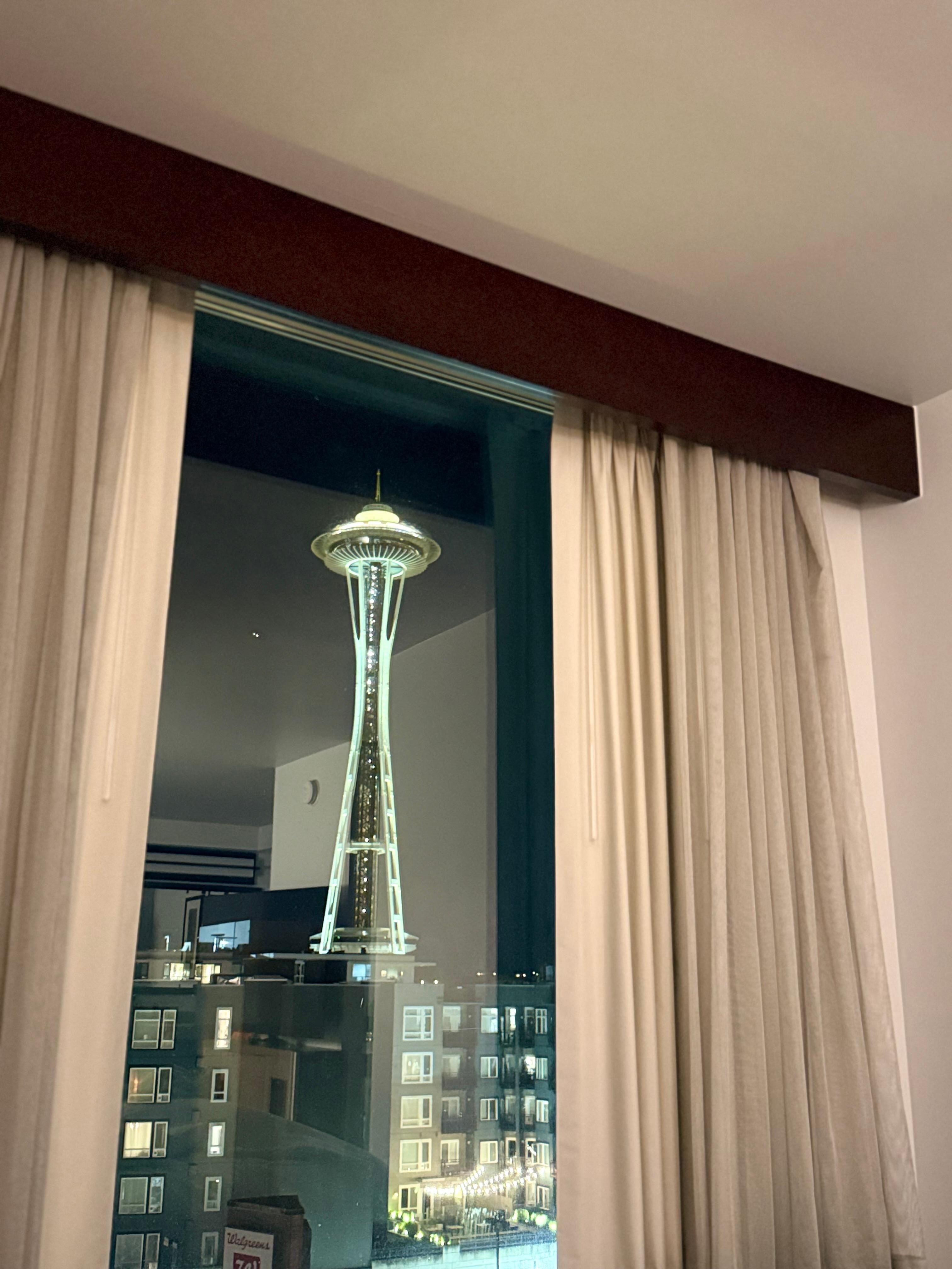 From my room on the 8th floor, I enjoy a lovely view of the Space Needle.